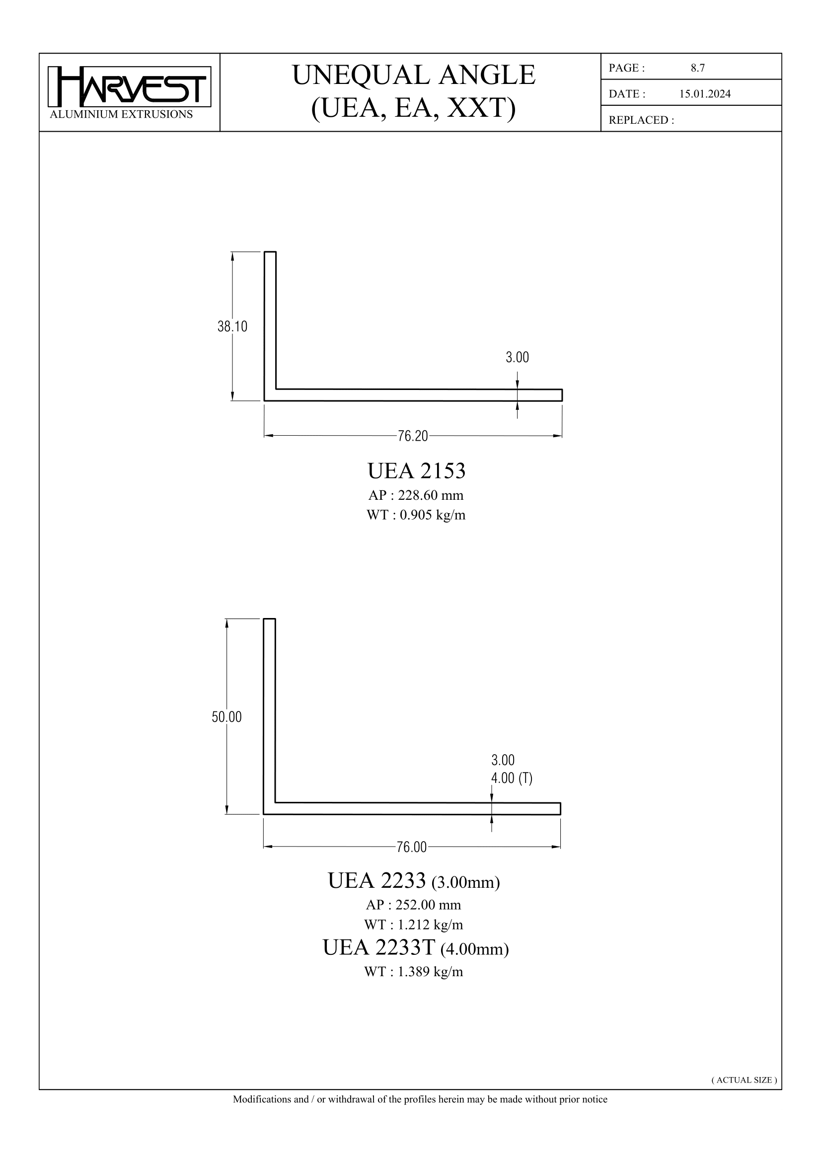CT Unequal Angle Bar – HARVEST ALUMINIUM